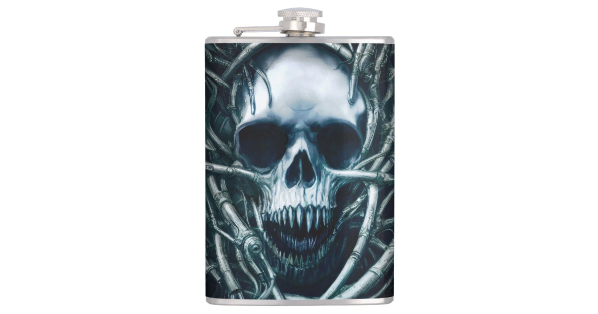 Gothic Skull Art: Creepy Death Metal Sigil Flask | Zazzle