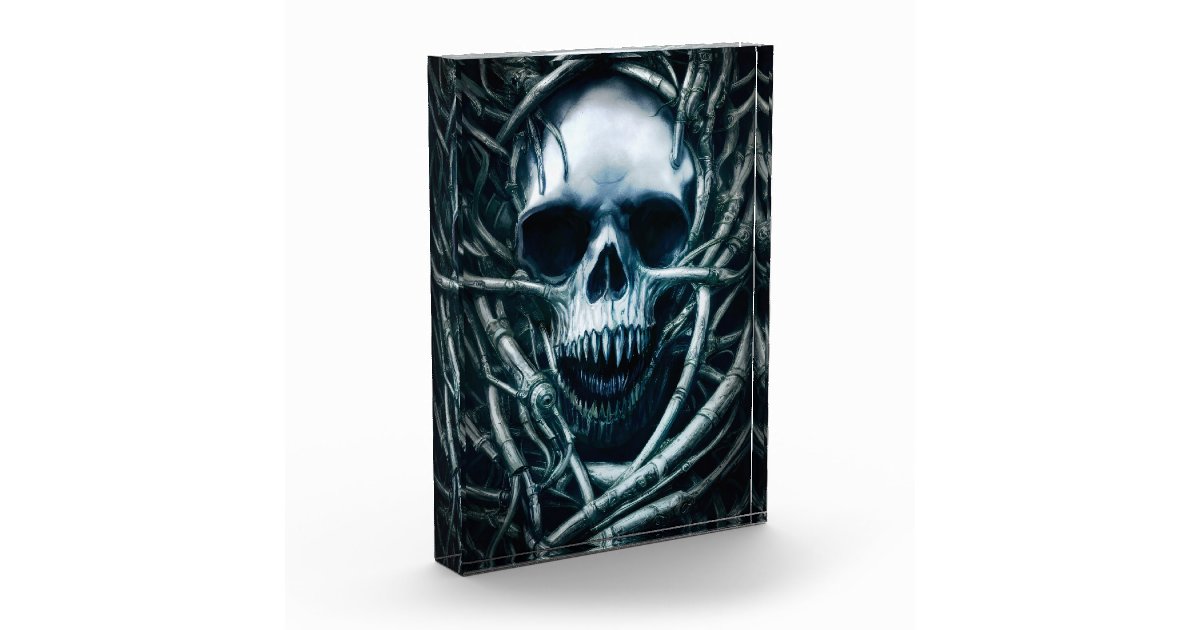 Gothic Skull Art: Creepy Death Metal Sigil Photo Block | Zazzle