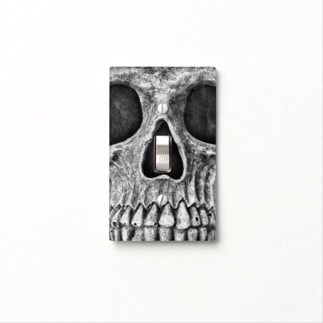 Gothic Skull Face Black And White Grunge Cool Light Switch Cover | Zazzle