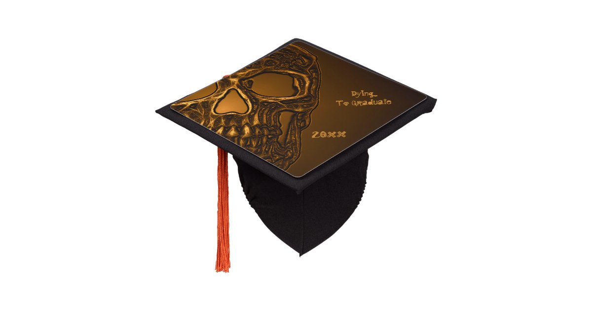 Gothic Skull Gold Modern Stylish Elegant Graduation Cap Topper | Zazzle