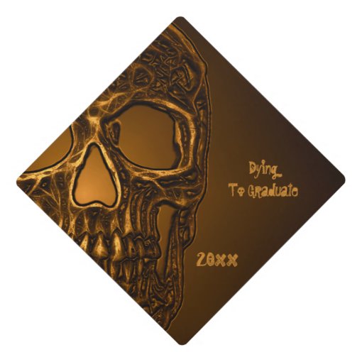 Gothic Skull Gold Modern Stylish Elegant Graduation Cap Topper | Zazzle