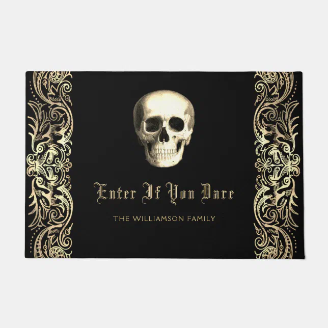 Gothic Skull Halloween Personalized Doormat | Zazzle