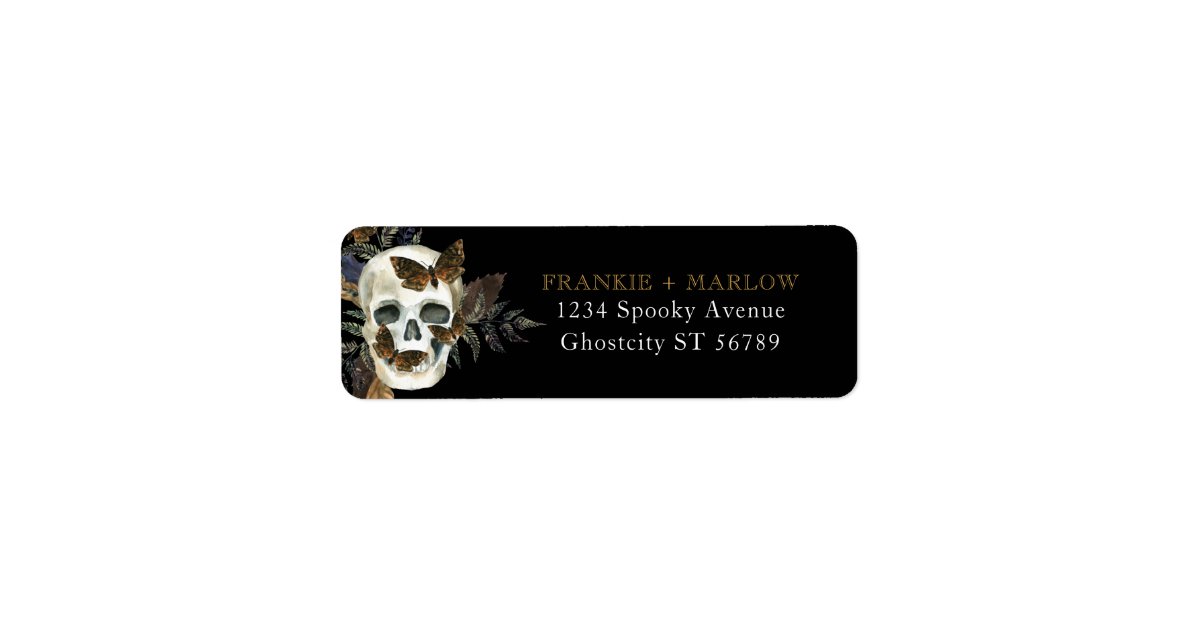 Gothic Skull Halloween Return Address Label | Zazzle