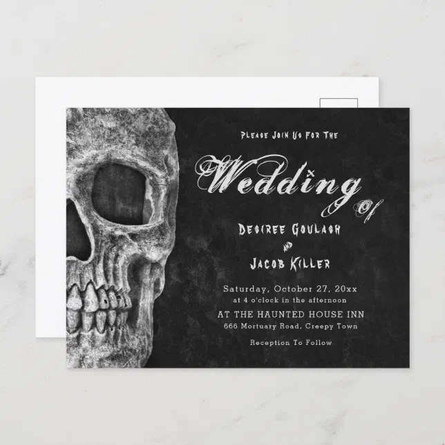 Gothic Skull Head Black Hallowedding Invitation | Zazzle