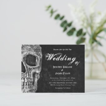 Gothic Skull Head Black Hallowedding Invitation | Zazzle