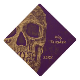 Gothic Skull Head Grunge Gold Purple Cool Graduation Cap Topper | Zazzle