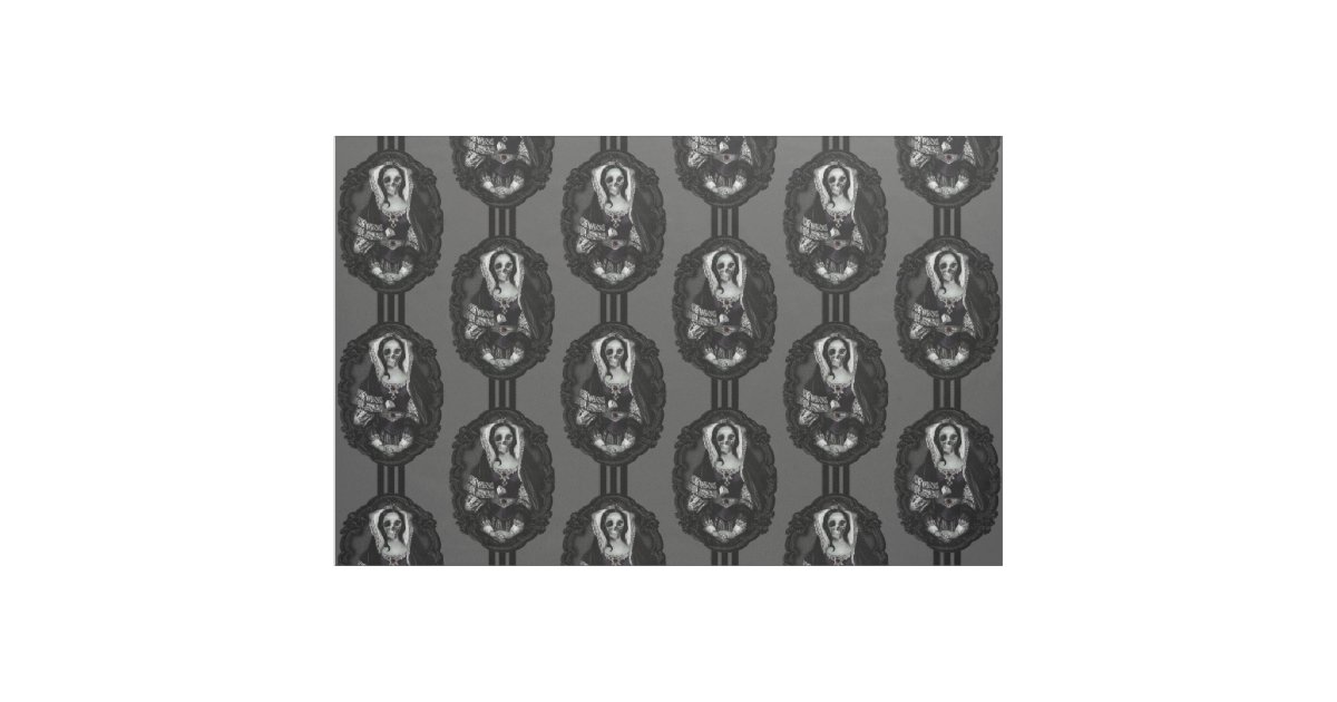 Gothic Skull Lady Fabric | Zazzle