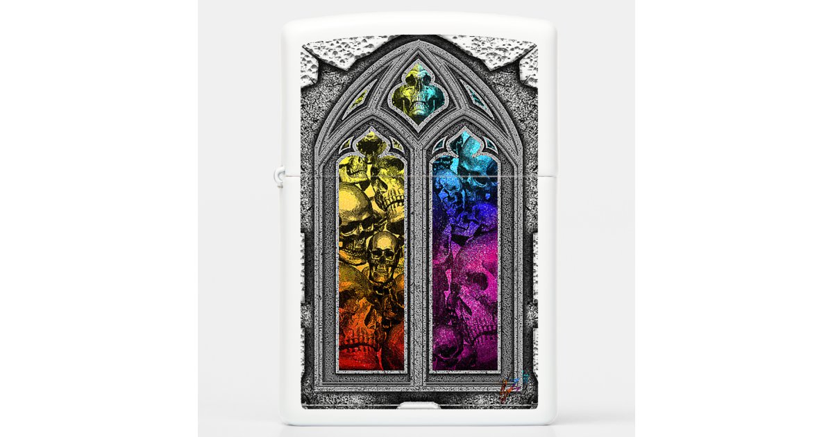 gothic skull stain window zippo lighter | Zazzle