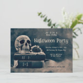 Gothic Skull Vintage Books Macabre Halloween Party Invitation Zazzle