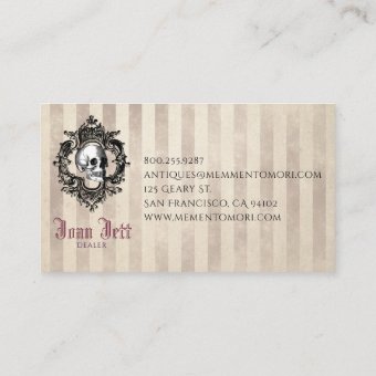 Gothic Skull With Stripes Business Card | Zazzle