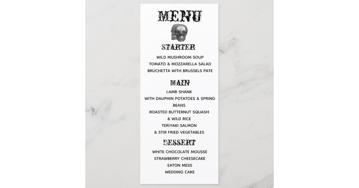 Gothic Skulls Menu | Zazzle.com