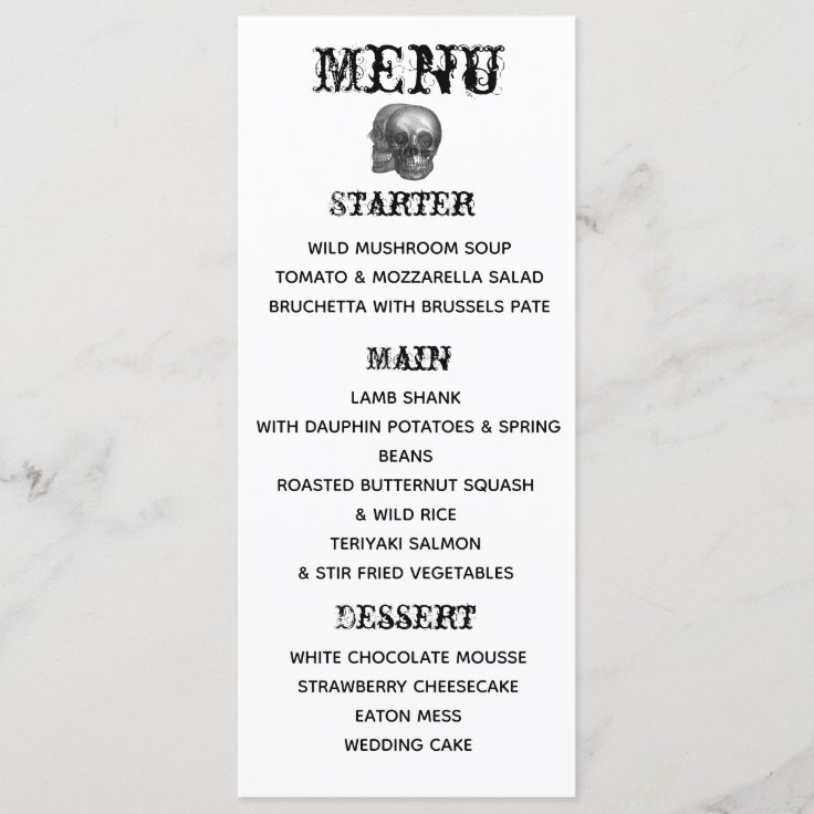 Gothic Skulls Menu | Zazzle