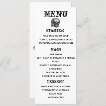 Gothic Skulls Menu | Zazzle