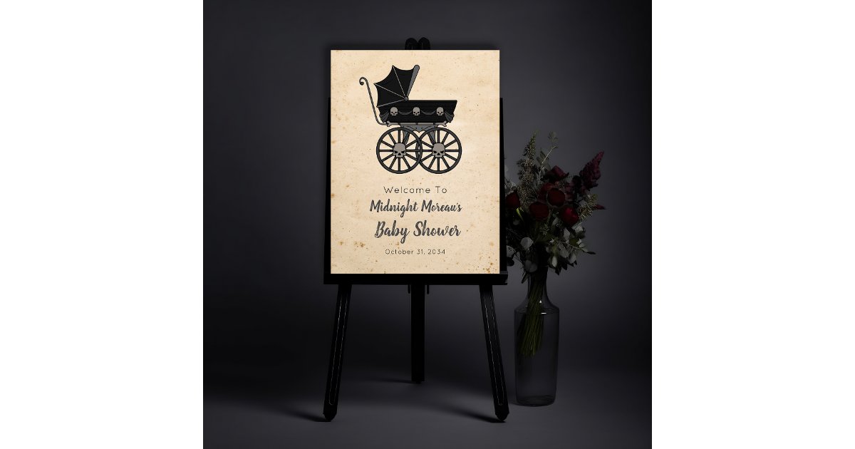 Gothic Skulls Stroller Baby Shower Welcome Sign | Zazzle