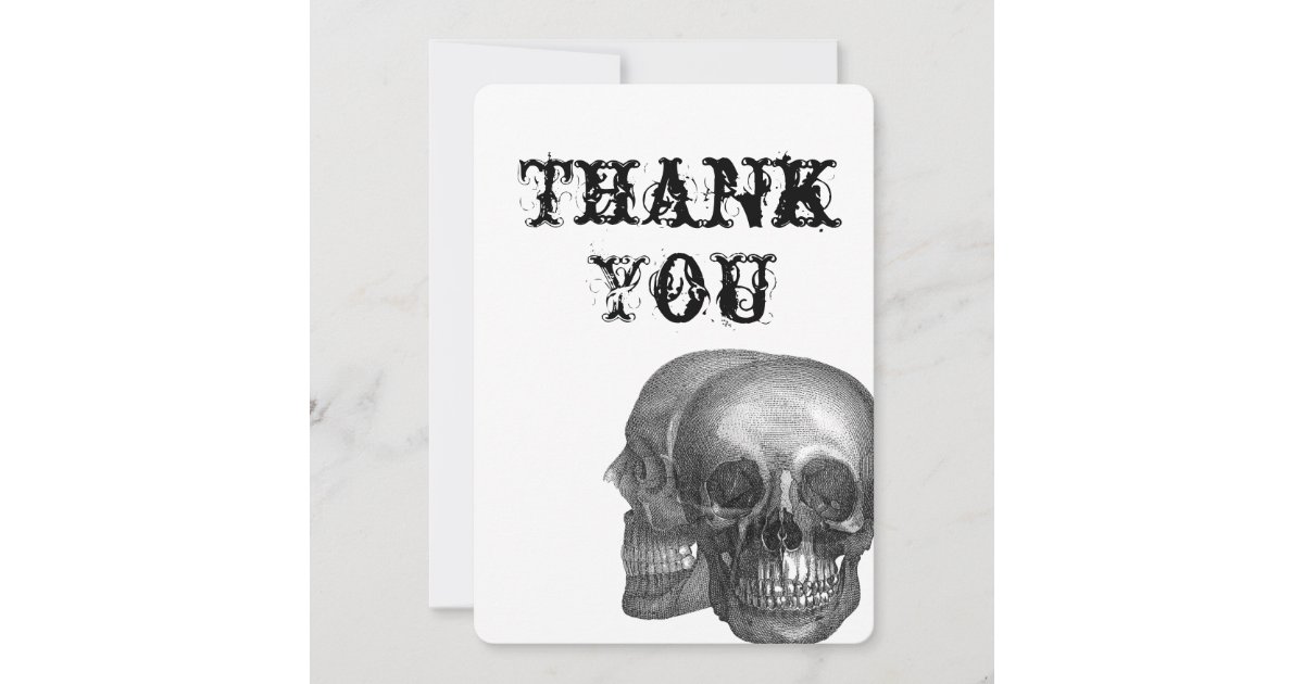 Gothic Skulls Thank You card | Zazzle