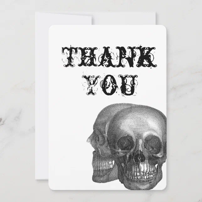 Gothic Skulls Thank You card | Zazzle