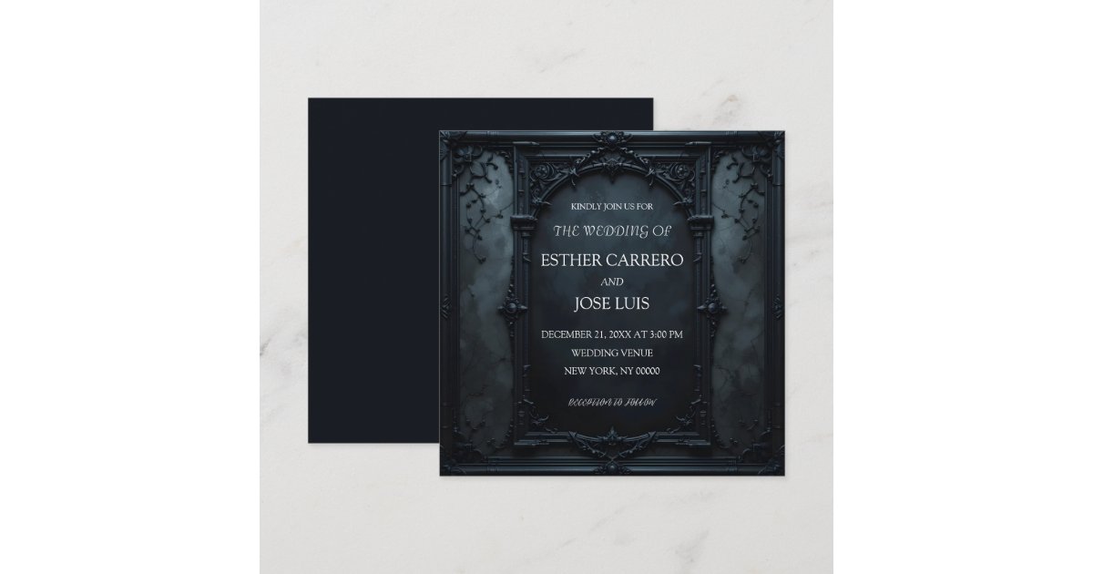 Gothic Square Frame Wedding Invitation | Zazzle