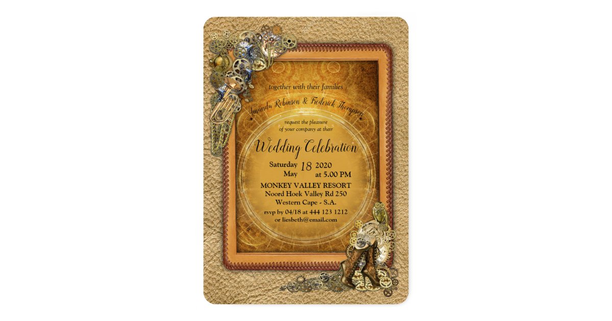 Gothic - Steampunk Wedding On leather Invitation | Zazzle.com