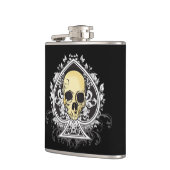 Gothic style black ace of spades with skull, hip flask | Zazzle