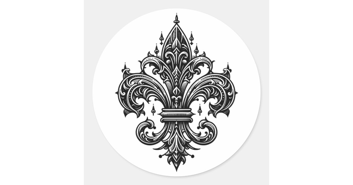 Gothic Style Fleur-de-lis Classic Round Sticker | Zazzle