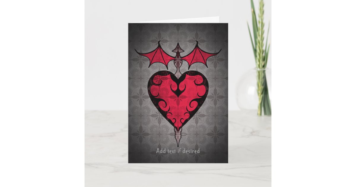 Gothic style vampire staked heart in red and gray holiday card | Zazzle