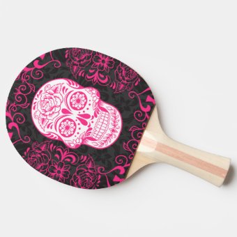 Gothic Sugar Skull Pink Black Ping Pong Paddle | Zazzle