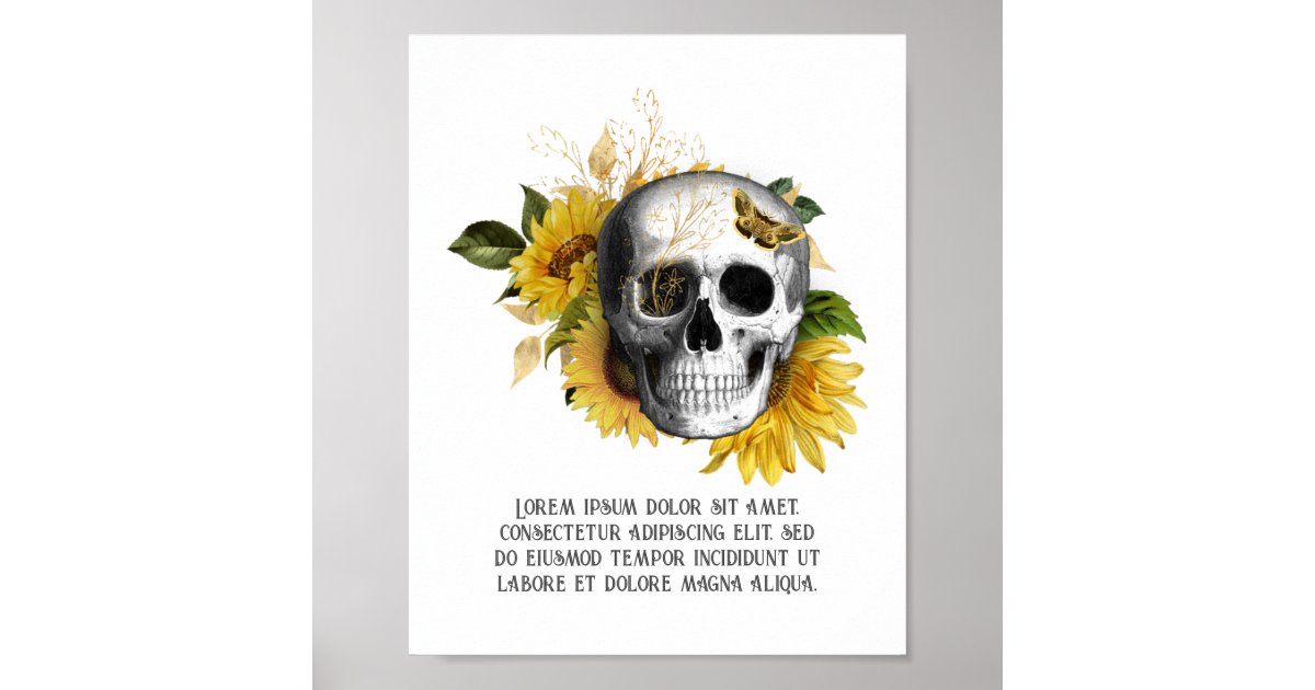 Gothic Sunflower Skeleton Poster | Zazzle