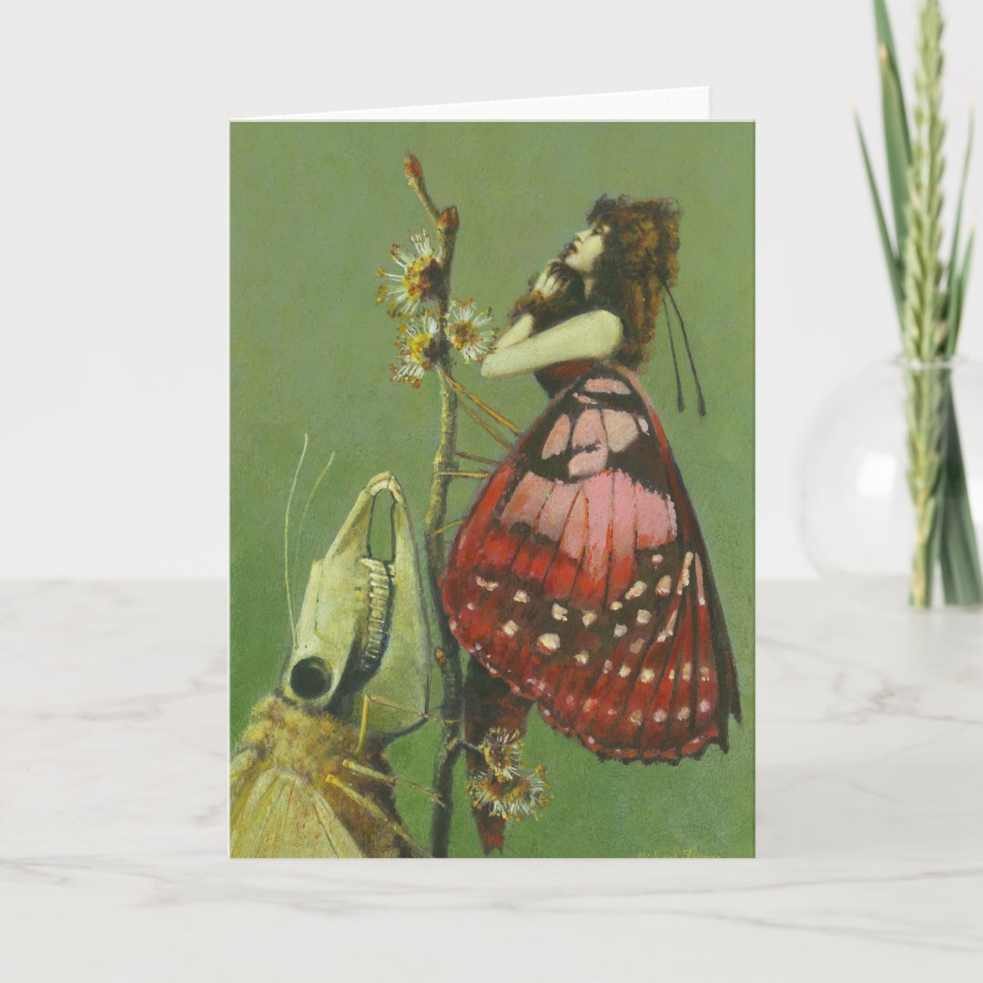 Gothic Surreal Moths Greetings Card | Zazzle