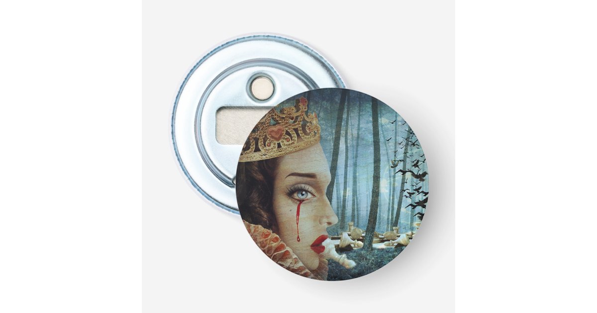 Gothic Surreal Unique Collage Sad Queen of Hearts Bottle Opener | Zazzle