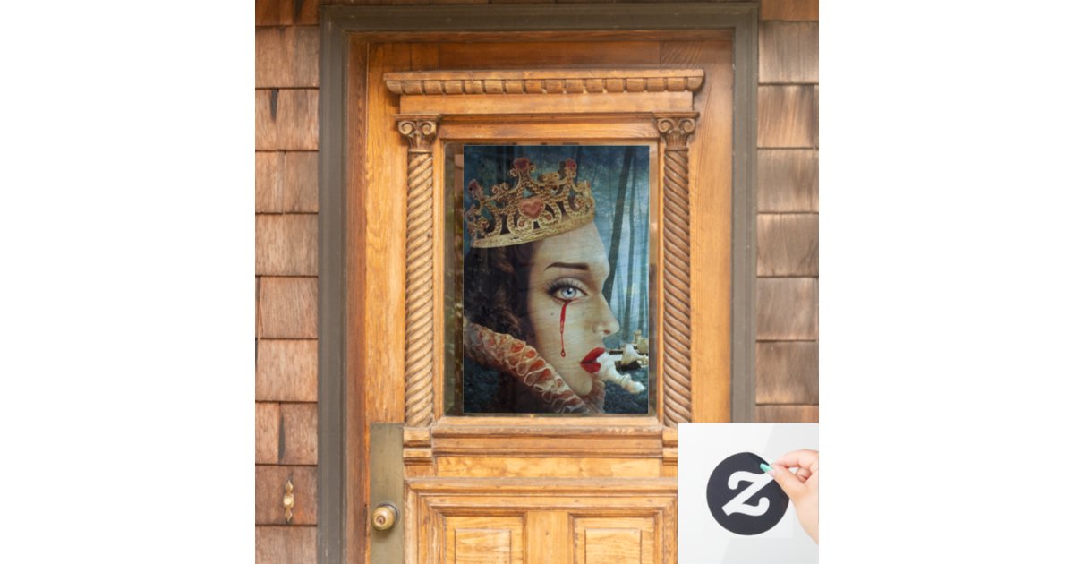 Gothic Surreal Unique Collage Sad Queen of Hearts Window Cling | Zazzle