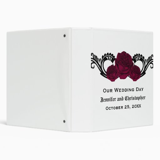 Gothic Swirl Roses Wedding Binder, Fuchsia Binder | Zazzle