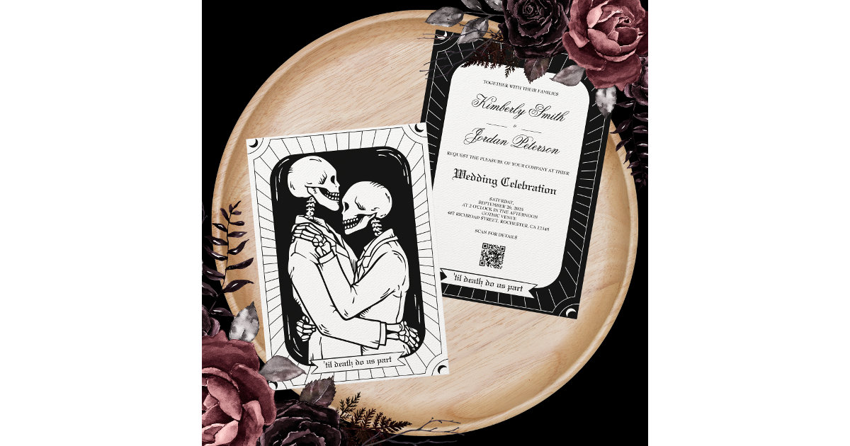 Gothic Tarot Card Wedding Invitation QR code | Zazzle