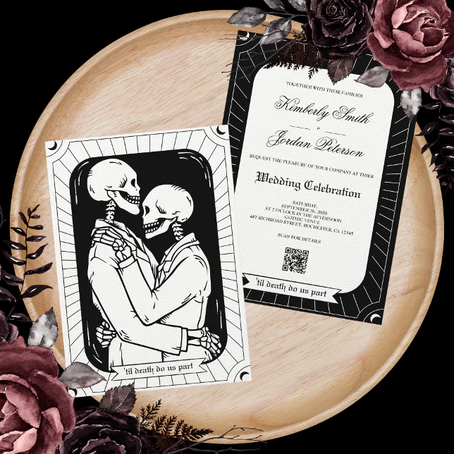 Gothic Tarot Card Wedding Invitation QR code | Zazzle