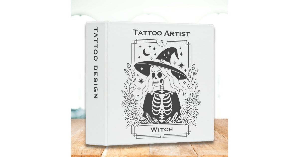 Gothic Tattoo Black And White Witch Tarot Design 3 Ring Binder | Zazzle