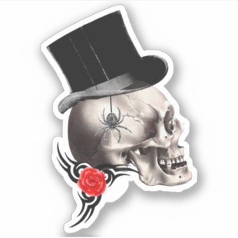 Gothic tattoo skull sticker | Zazzle