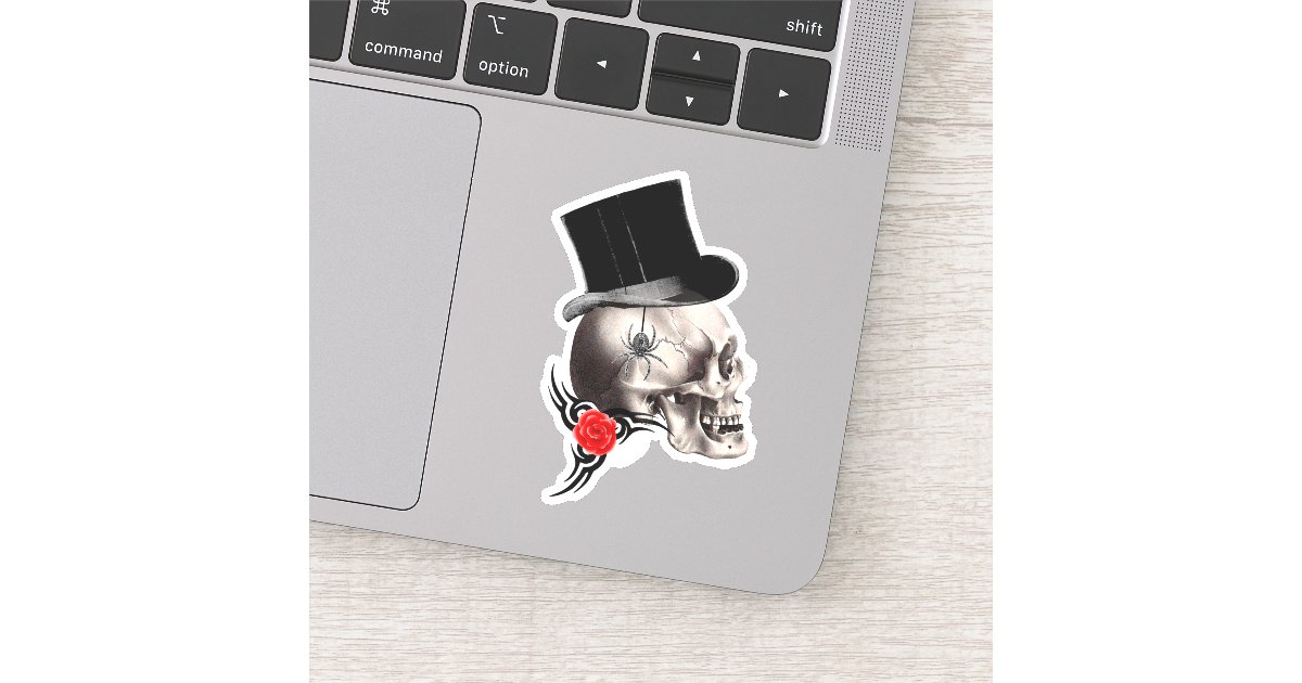 Gothic tattoo skull sticker | Zazzle