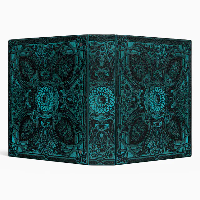 Gothic Teal Green Black Leather Book of Shadows 3 Ring Binder | Zazzle