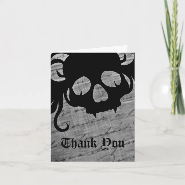 Gothic Thank You skull | Zazzle