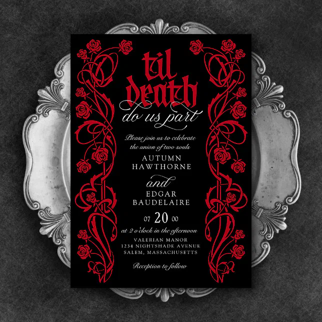 Gothic Til Death Wedding Invitation | Zazzle