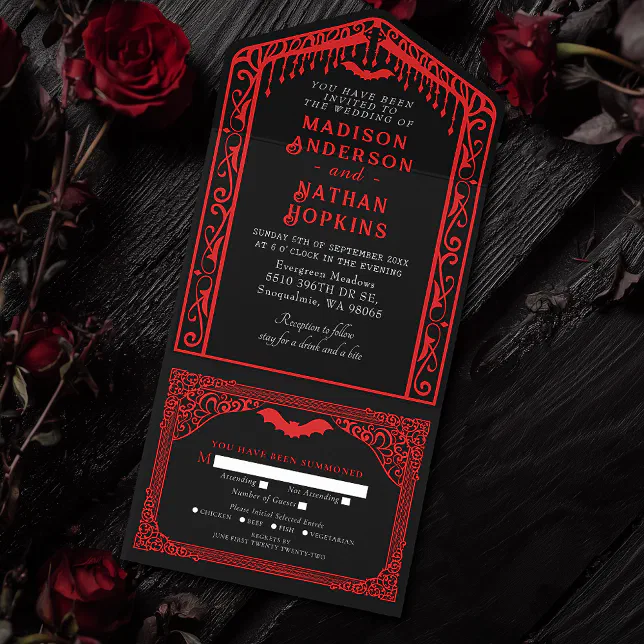 Gothic Vampire Cathedral Wedding All In One Invitation | Zazzle
