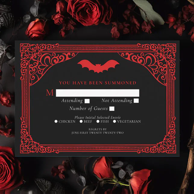 Gothic Vampire Cathedral Wedding RSVP Enclosure Card | Zazzle