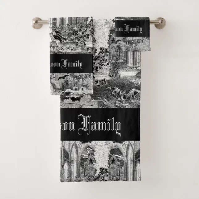 Gothic Vampires Crypt Graves Bats Skulls Goth Bath Towel Set | Zazzle