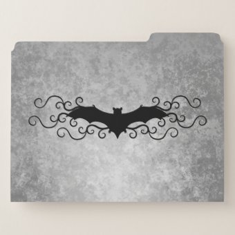 Gothic Victorian bat with swirls elegant File Folder | Zazzle