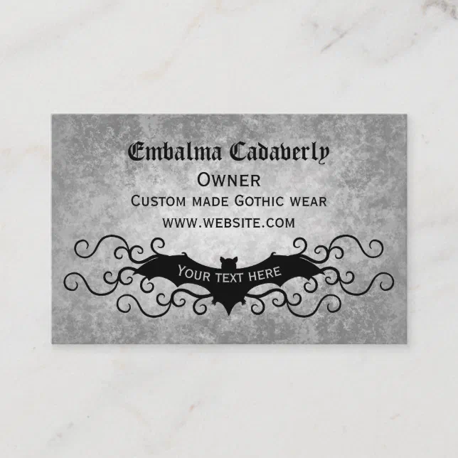 Gothic Victorian bat with swirls pretty Business Card | Zazzle