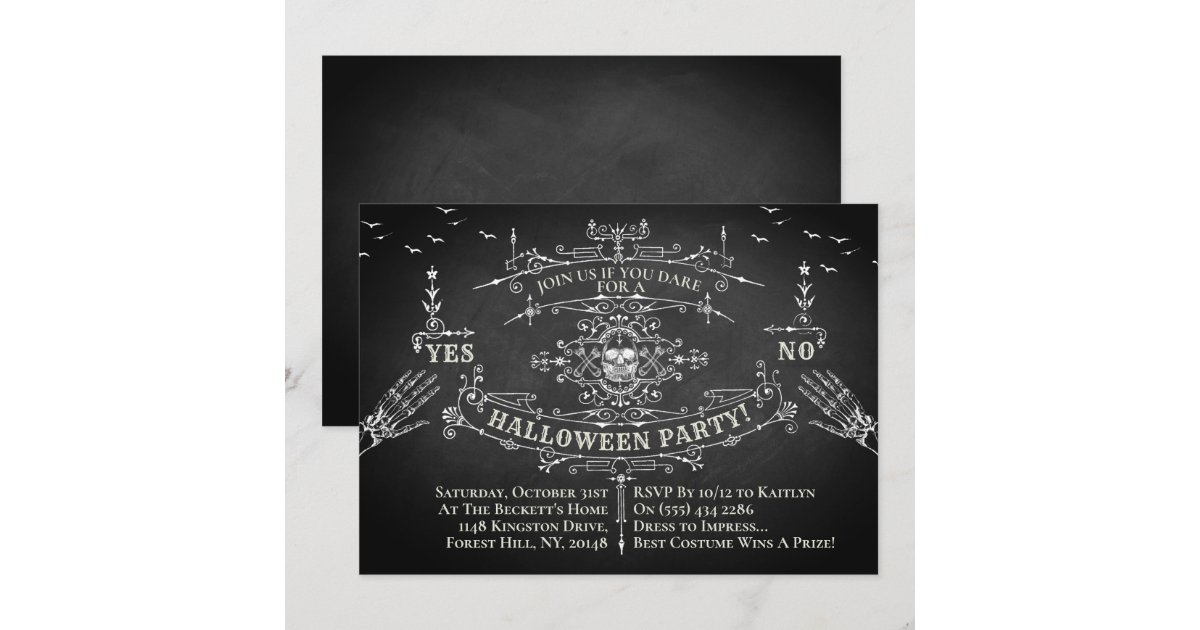 Gothic Victorian Chalkboard Halloween Invitation | Zazzle