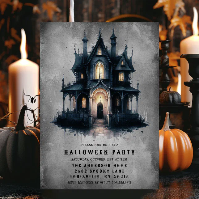 Gothic Victorian Haunted House Halloween Party Invitation | Zazzle