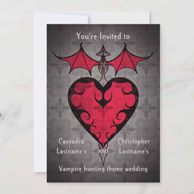 Gothic victorian staked vampire heart in red invitation | Zazzle