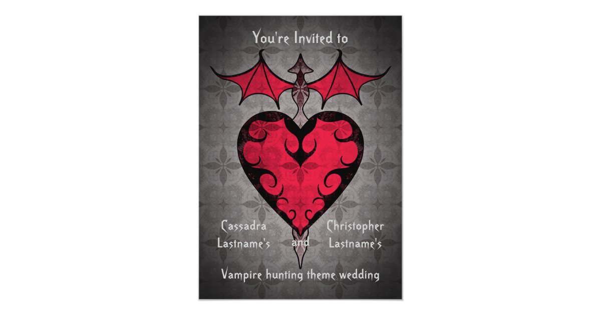 Gothic victorian staked vampire heart in red invitation | Zazzle.com