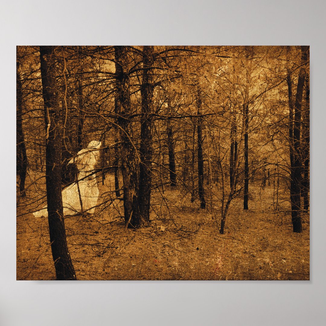 Gothic Vintage Angel Brown Forest Trees Poster | Zazzle
