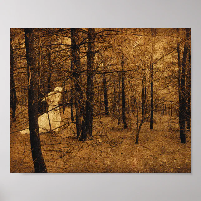 Gothic Vintage Angel Brown Forest Trees Poster | Zazzle